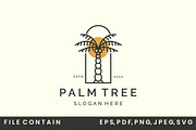 line art palm tree emblem logo