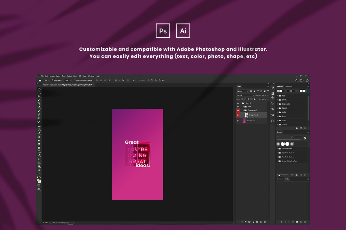 Neon Creative Instagram Ads Template