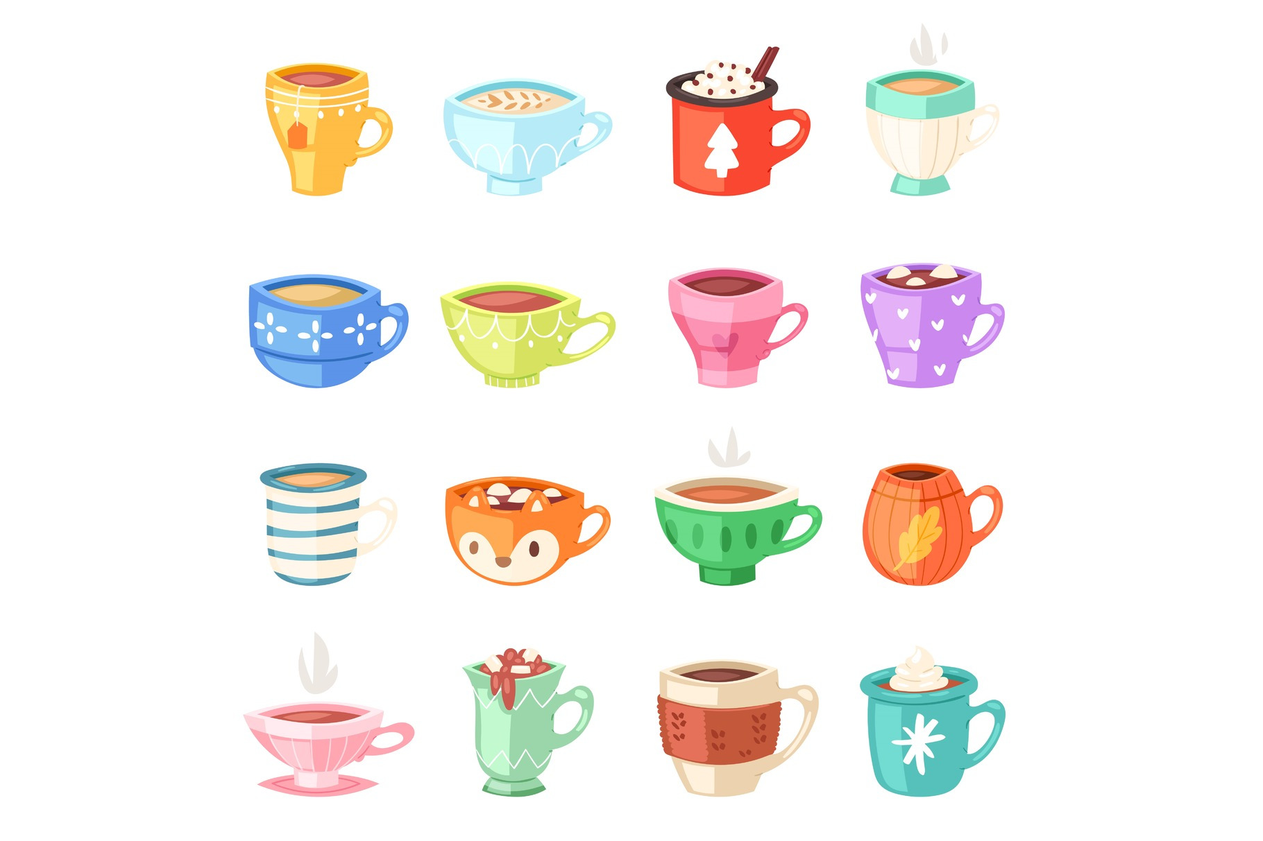 Cartoon cup vector kids mugs hot, a Decorative Illustration by RocketArt