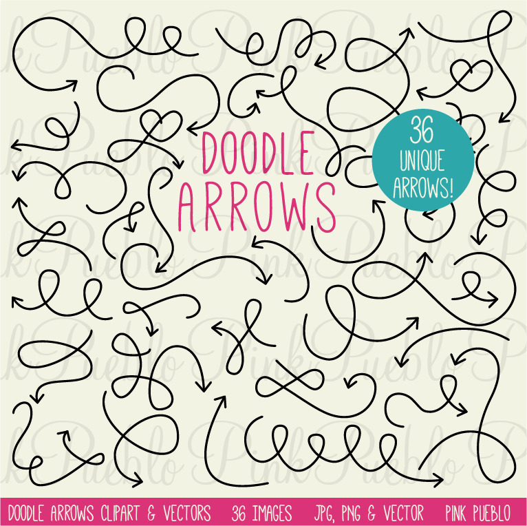 Doodle Arrows Clipart and Vectors, an Illustration by PinkPueblo