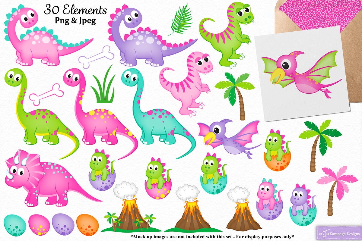 Girl Dinosaur clipart -C46, an Illustration by Jo Kavanagh Designs