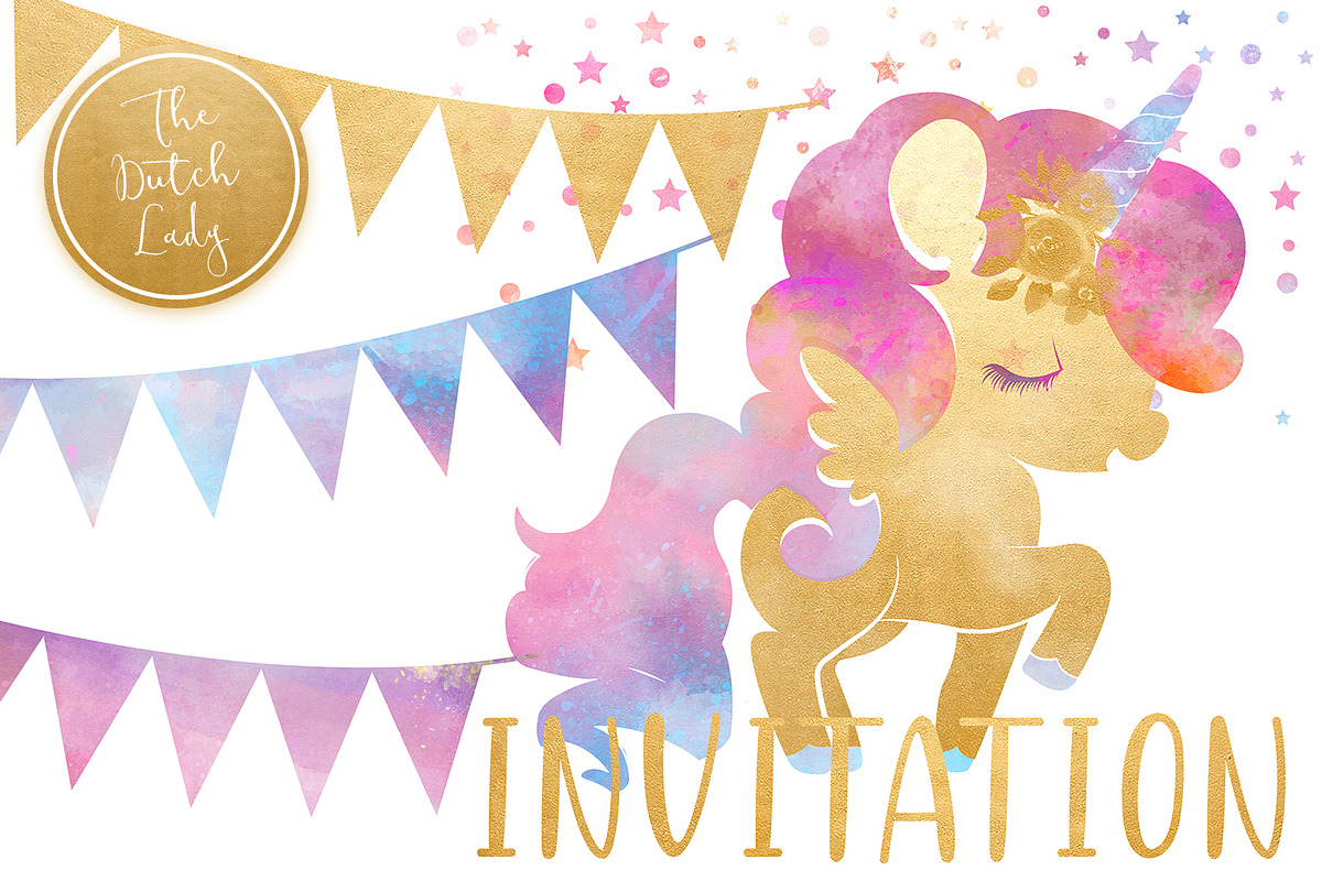 Unicorn Birthday Party Clipart Set, an Illustration by The Dutch Lady ...