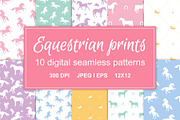Equestrian seamless patterns set, a Pattern Graphic by Swetsol