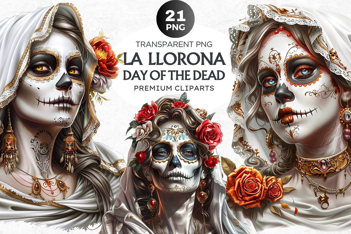 Day of the dead La Llorona Clipart, a Seasonal Illustration by ...