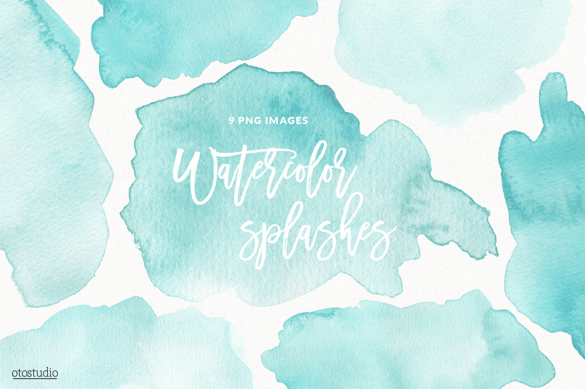 Mint Watercolor Splashes & Textures, a Texture Illustration by OtoStudio