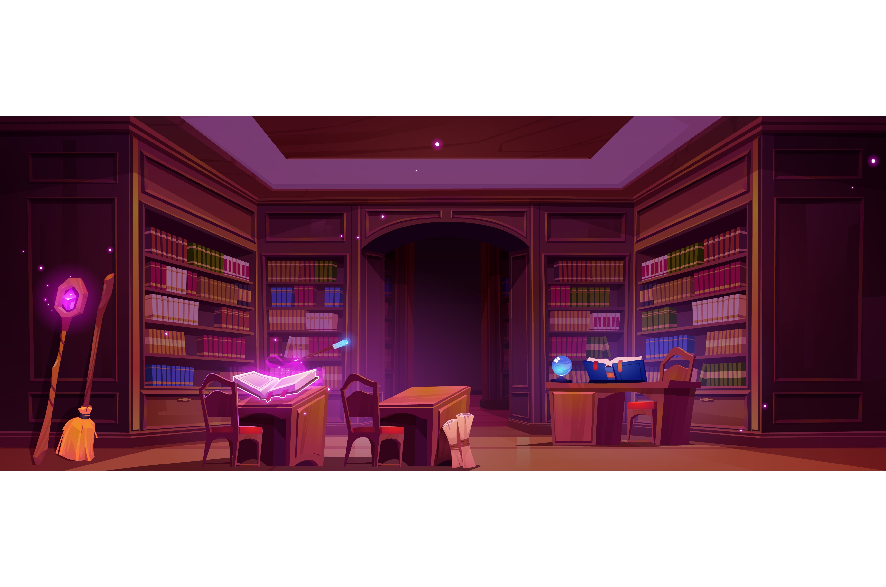 Magic school library interior | Object Illustrations ~ Creative Market
