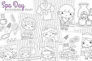 Girl Spa Day Treatment Coloring Set, a Person Illustration by ...