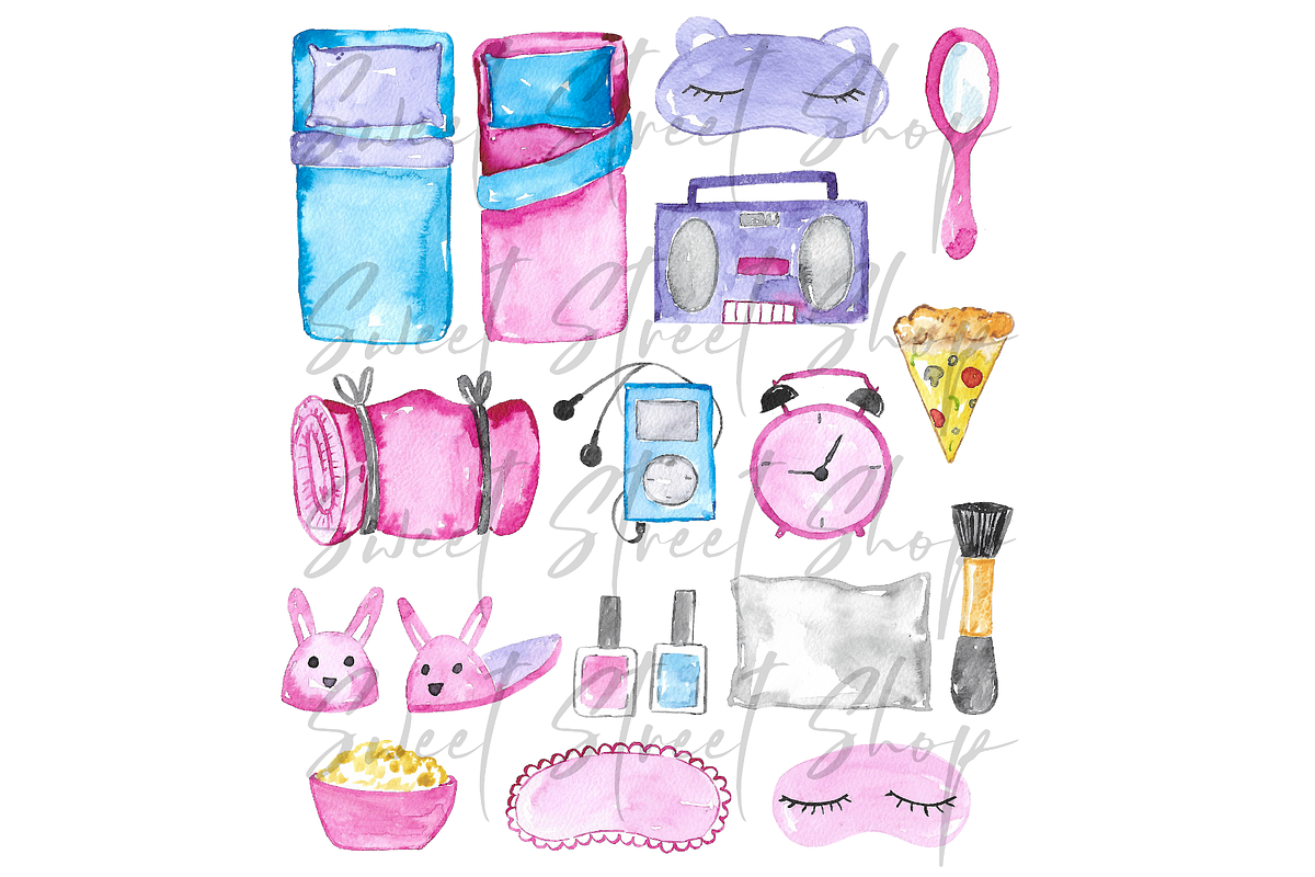 Slumber Party Digital Clipart, an Object Graphic by NaliaArt