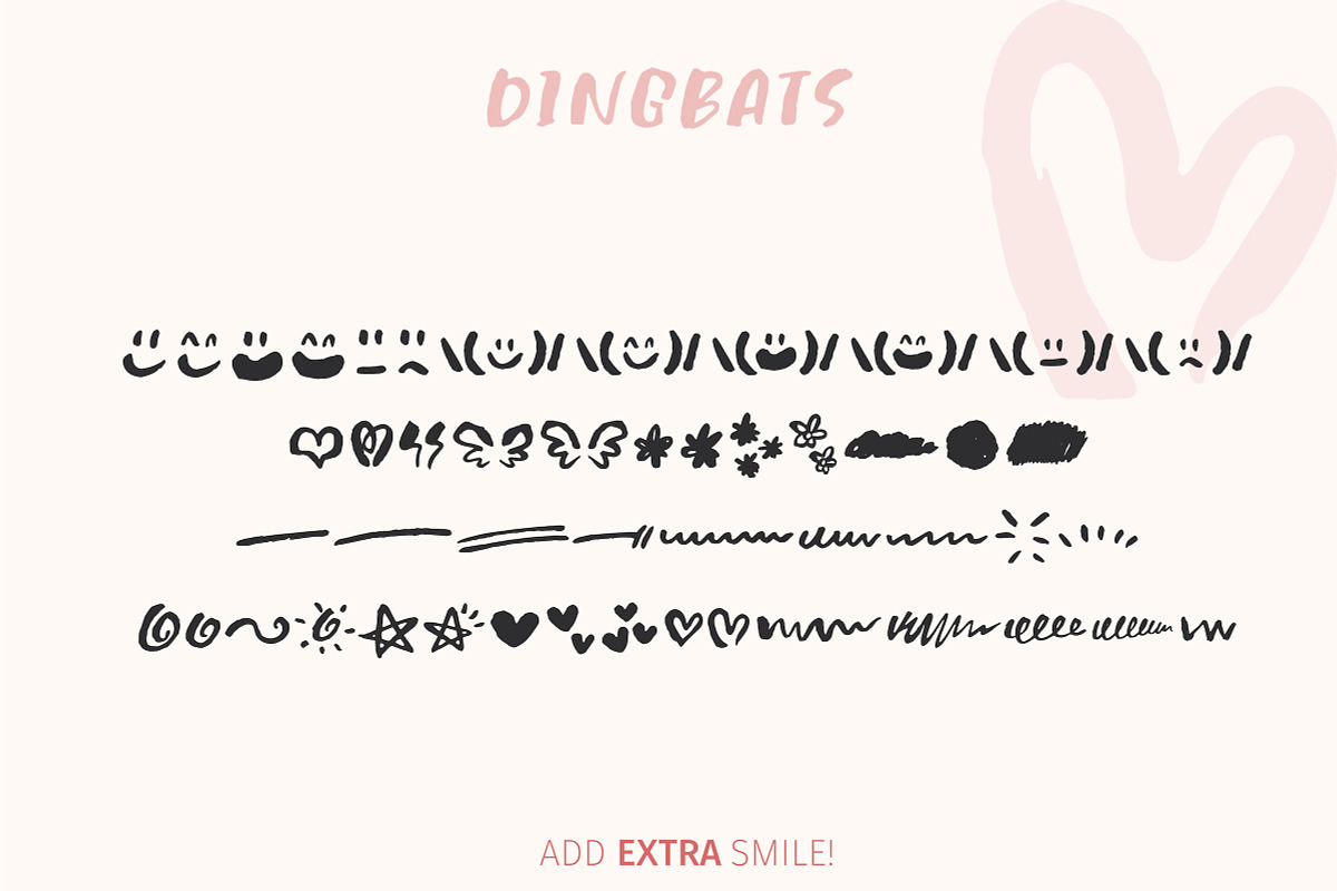 Share Smile - Brush Font + Dingbats, a Script Font by Paperly Studio