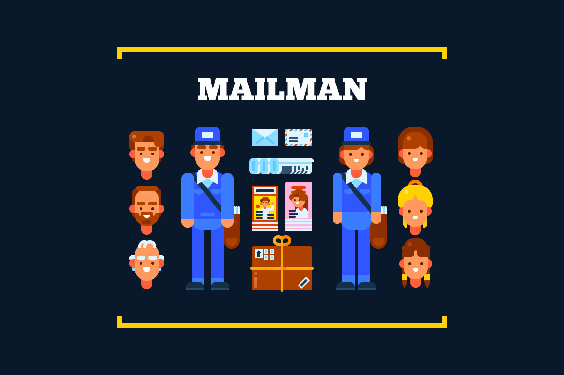 Postman and Postal Items, a Person Illustration by JulyPluto
