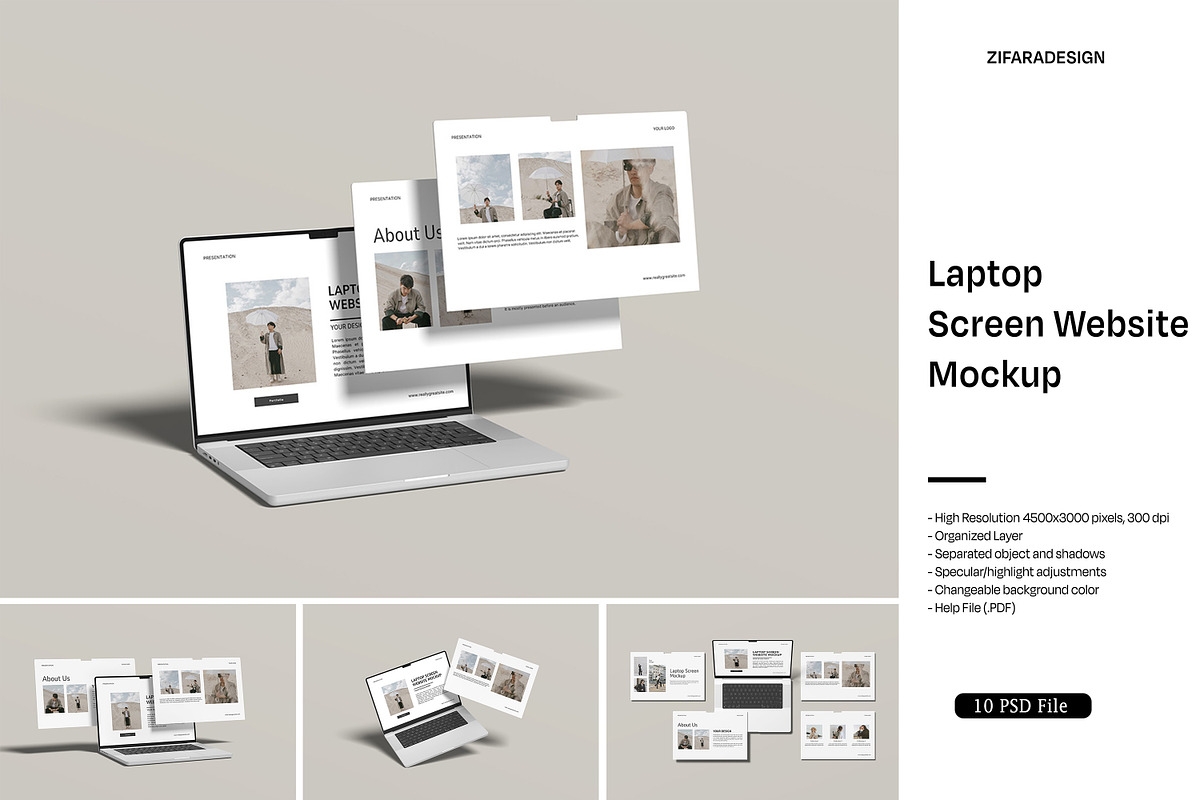 Laptop Screen Webiste Mockup, a Wearable Device Mockup by ZifaraDesign