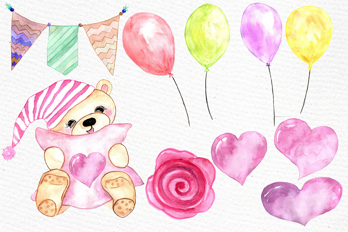 Watercolor teddy bear clipart, an Illustration by vivastarkids