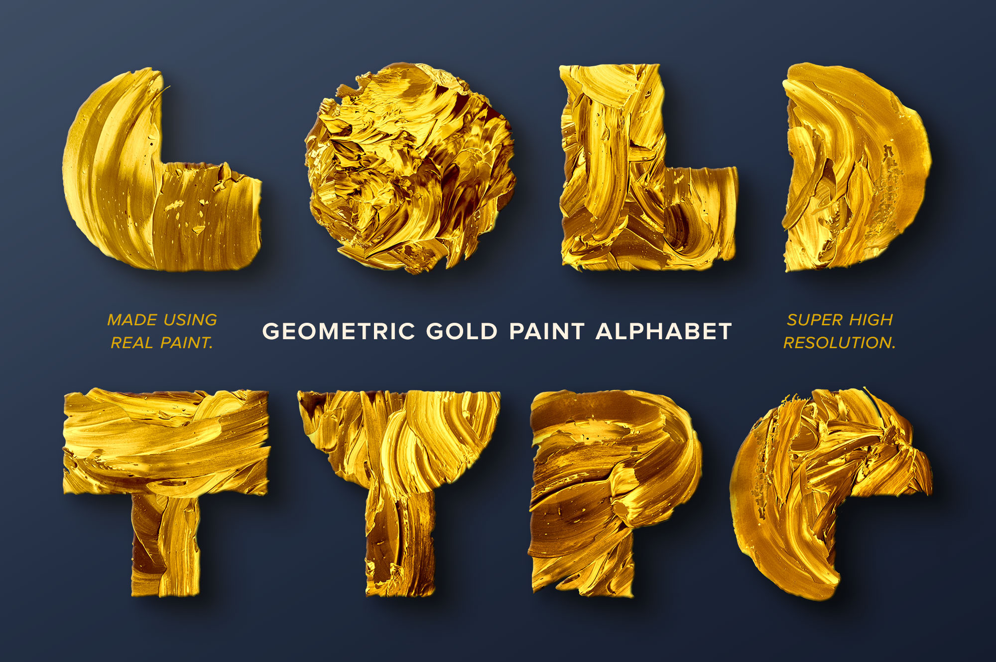 Gold Type: Geometric Gold Alphabet, an Object Graphic by Chroma Supply ...