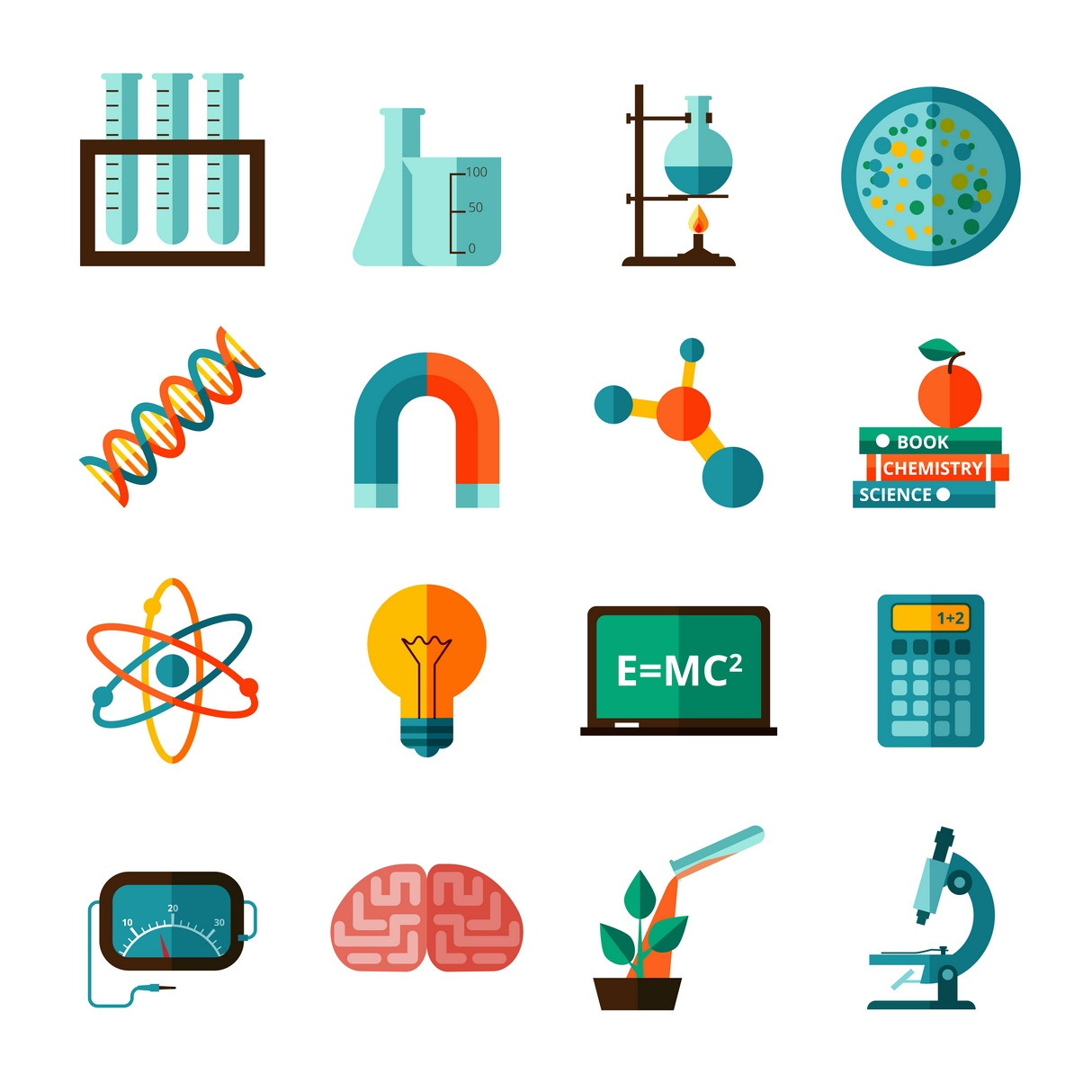 Science icons flat set, an Icon by Macrovector