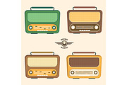 Colorful Retro Radio Set. | Technology Illustrations ~ Creative Market