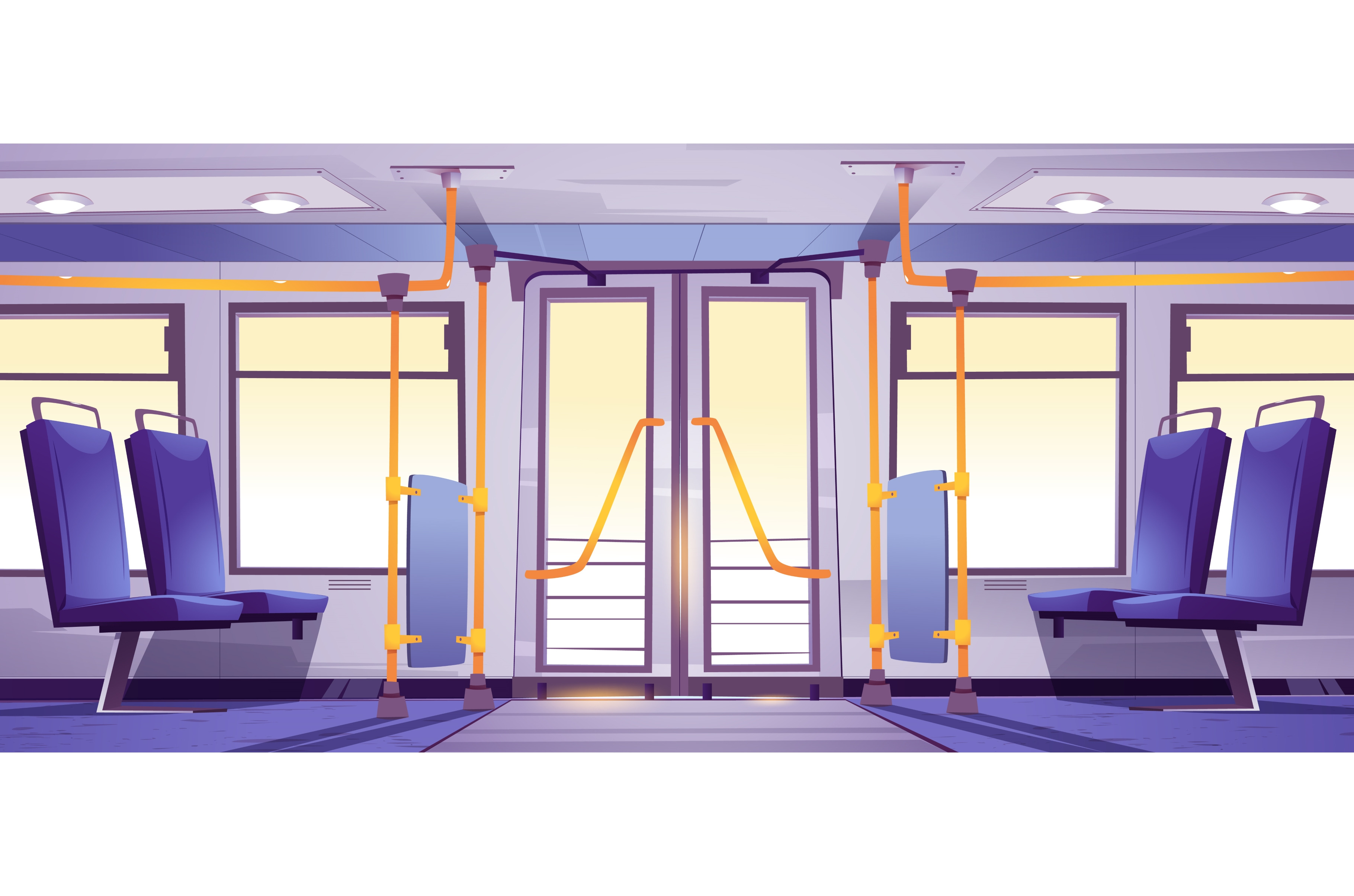 Empty bus interior with seats and, a Transportation Illustration by art ...