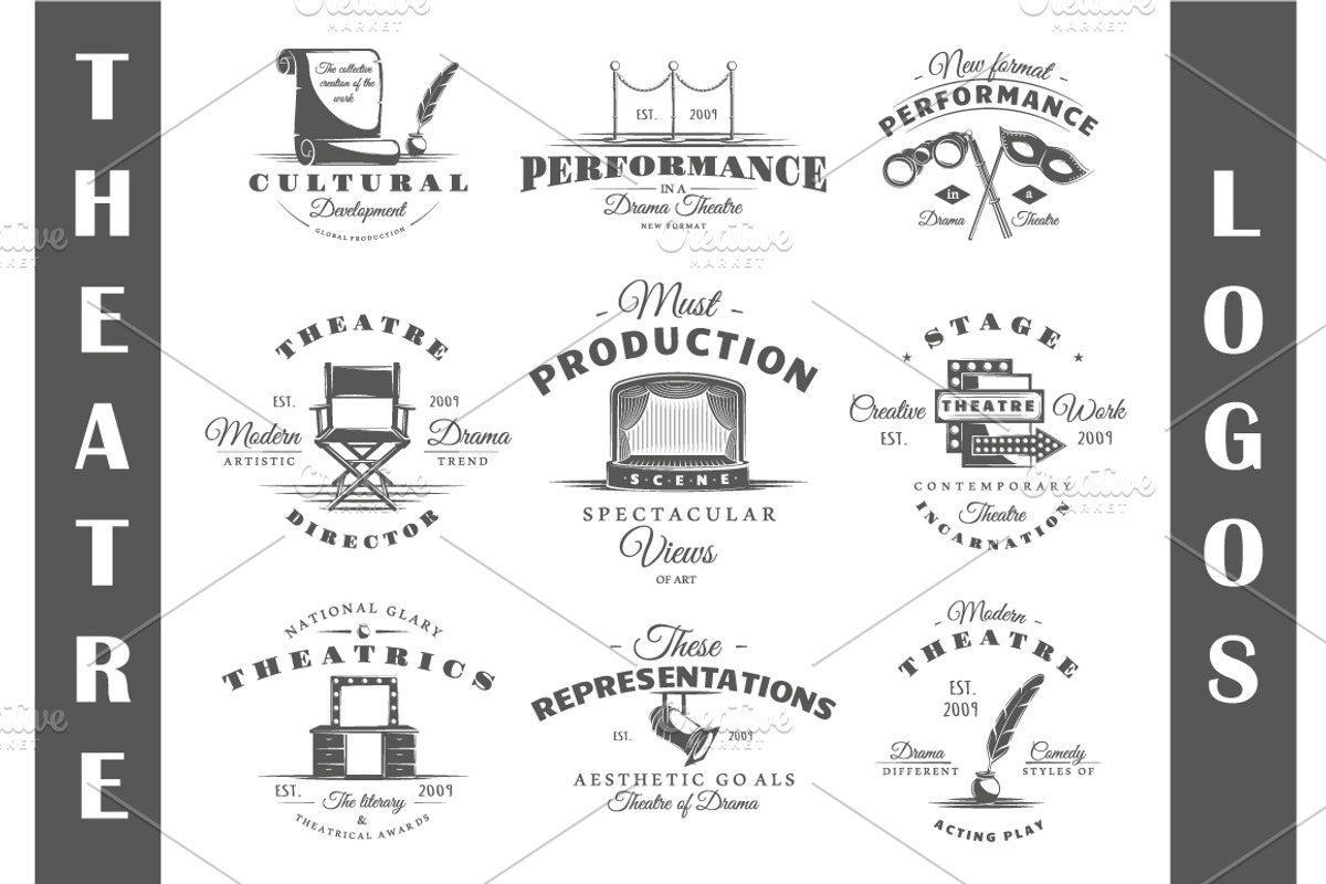 9 Theatre logos templates Vol.3, a Branding & Logo Template by Art Design