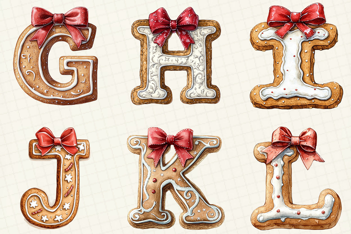 Christmas Cookie Alphabet Clipart, an Illustration by OK Design