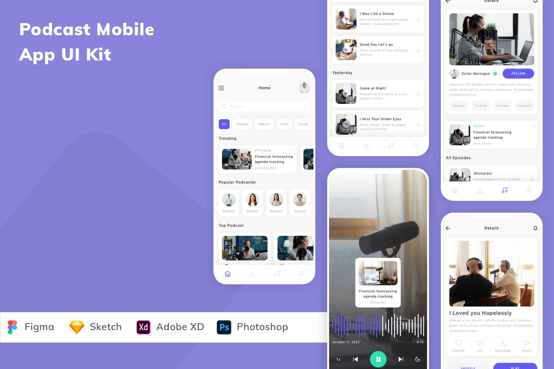 Podcast Mobile App UI Kit, an UI Kit Template by Betush