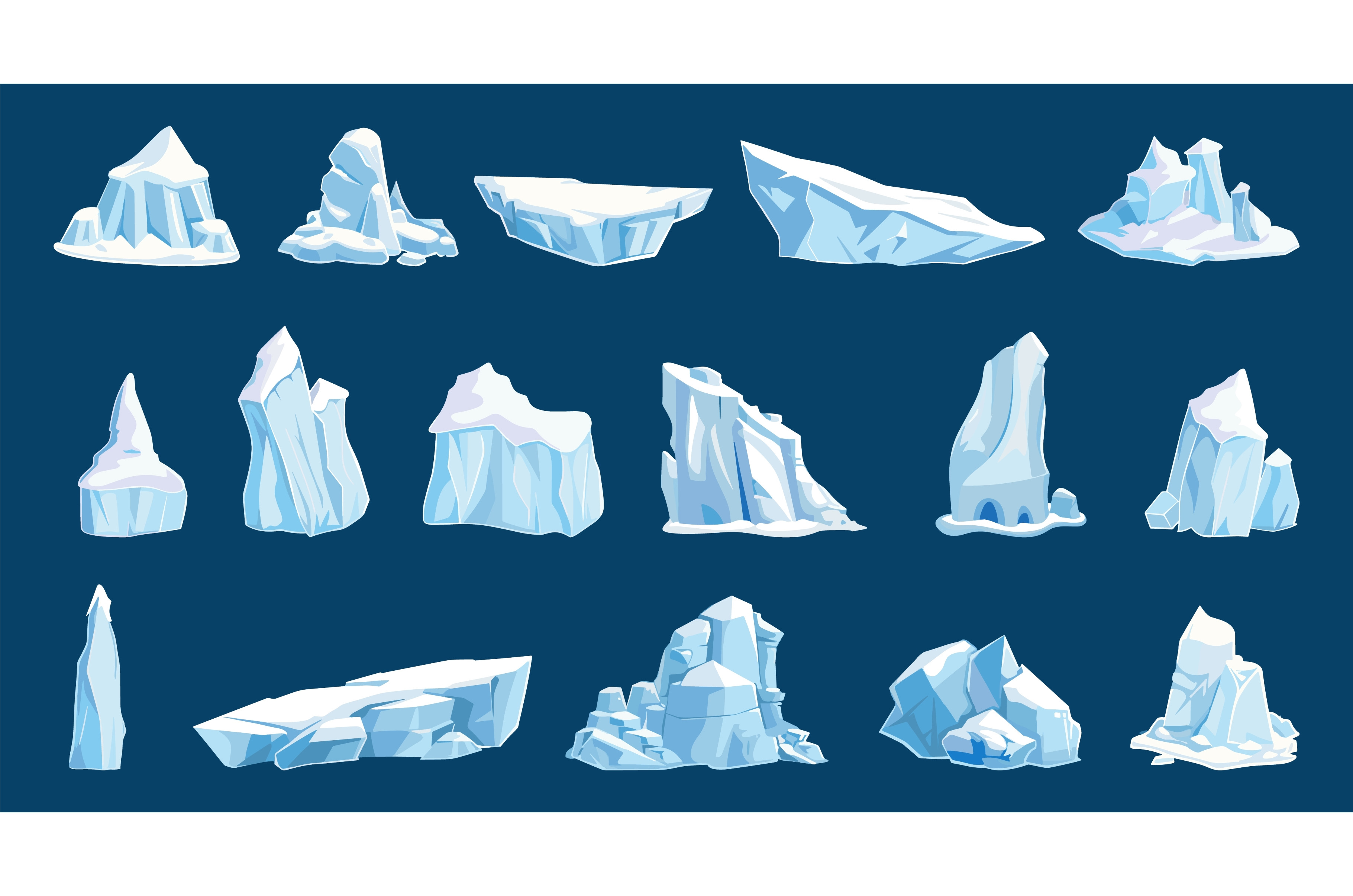 Icebergs icons. Isolated iceberg | Illustrations ~ Creative Market