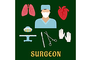 Surgeon profession with flat icons, a Graphic by Vector Tradition