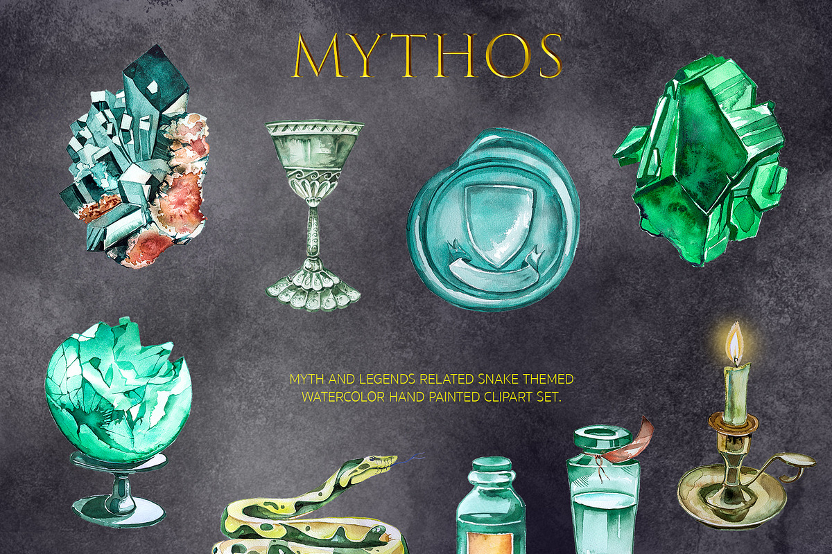 Watercolor Mythos Clipart Set, an Animal Illustration by ArtCreationsDesign