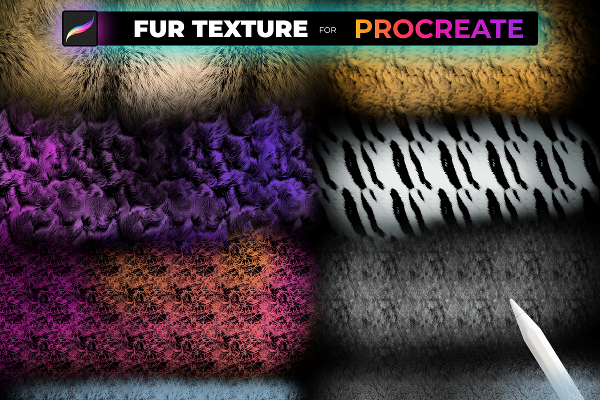55 FUR TEXTURE Brushes for PROCREATE, a Brush Add-On by Graphics Resources