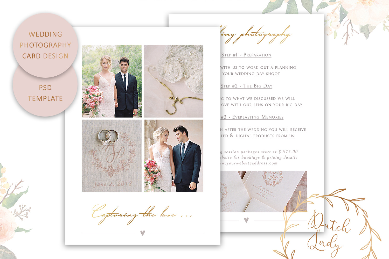 PSD Wedding Photo Card Template #6, a Card Template by The Dutch Lady ...