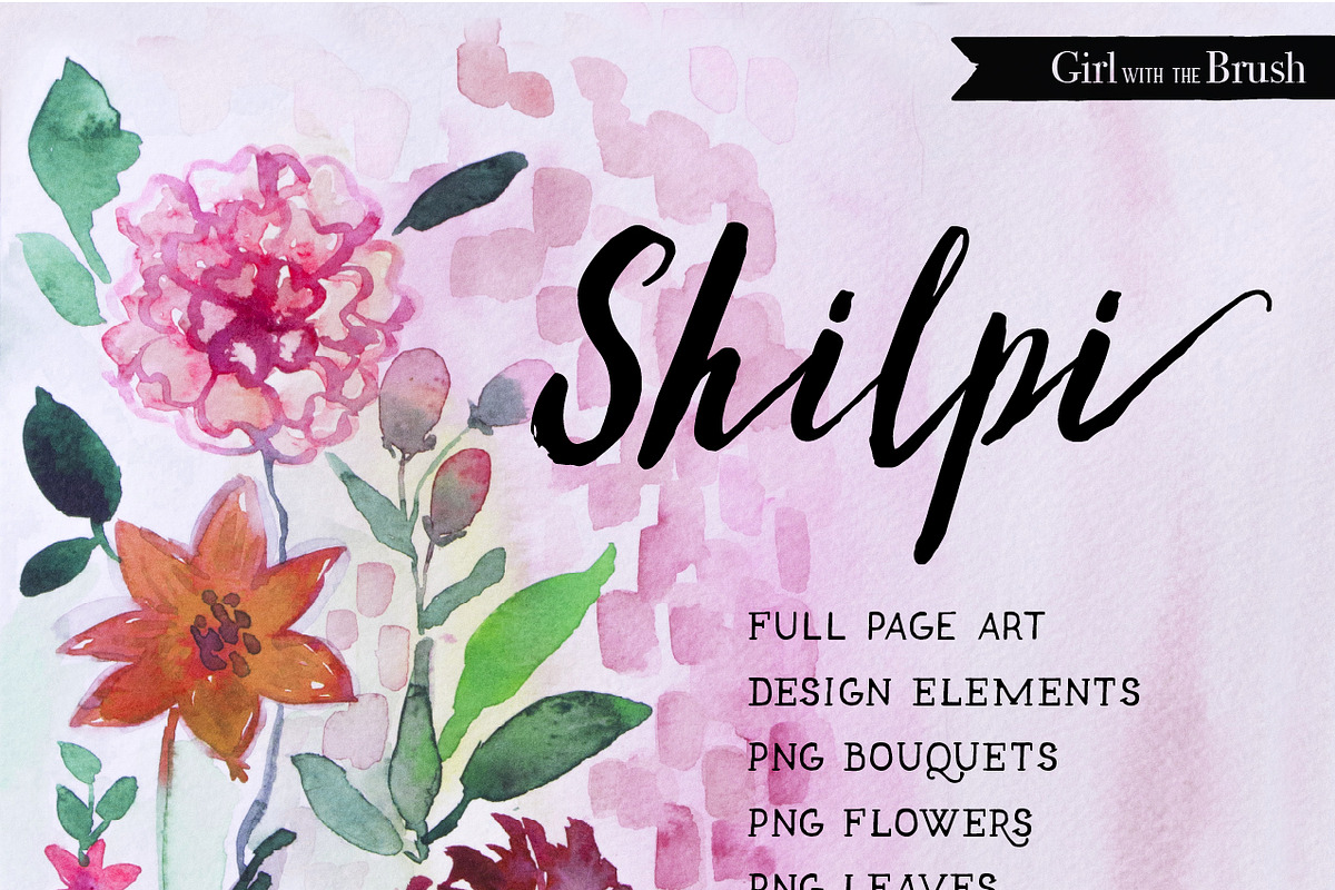 Watercolor Floral Clipart Bundle, an Illustration by girlwiththebrush