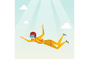 Caucasian parachutist jumping with a parachute., a Person Illustration ...