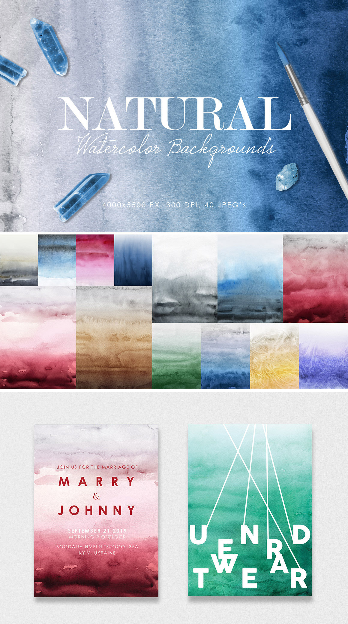 Natural Watercolor Ombre Backgrounds, a Texture Graphic by ArtistMef ...