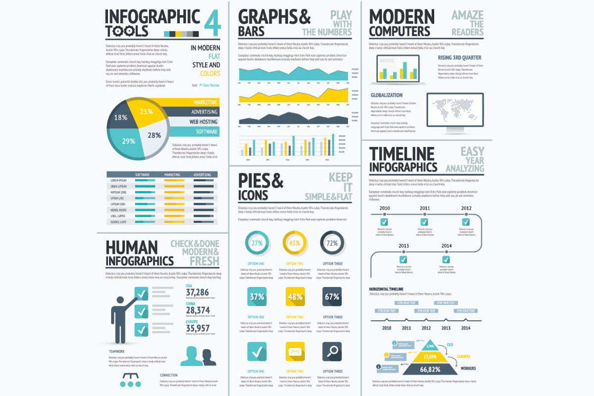 Big Flat Color Infographic Elements, an Illustration by Infographic ...