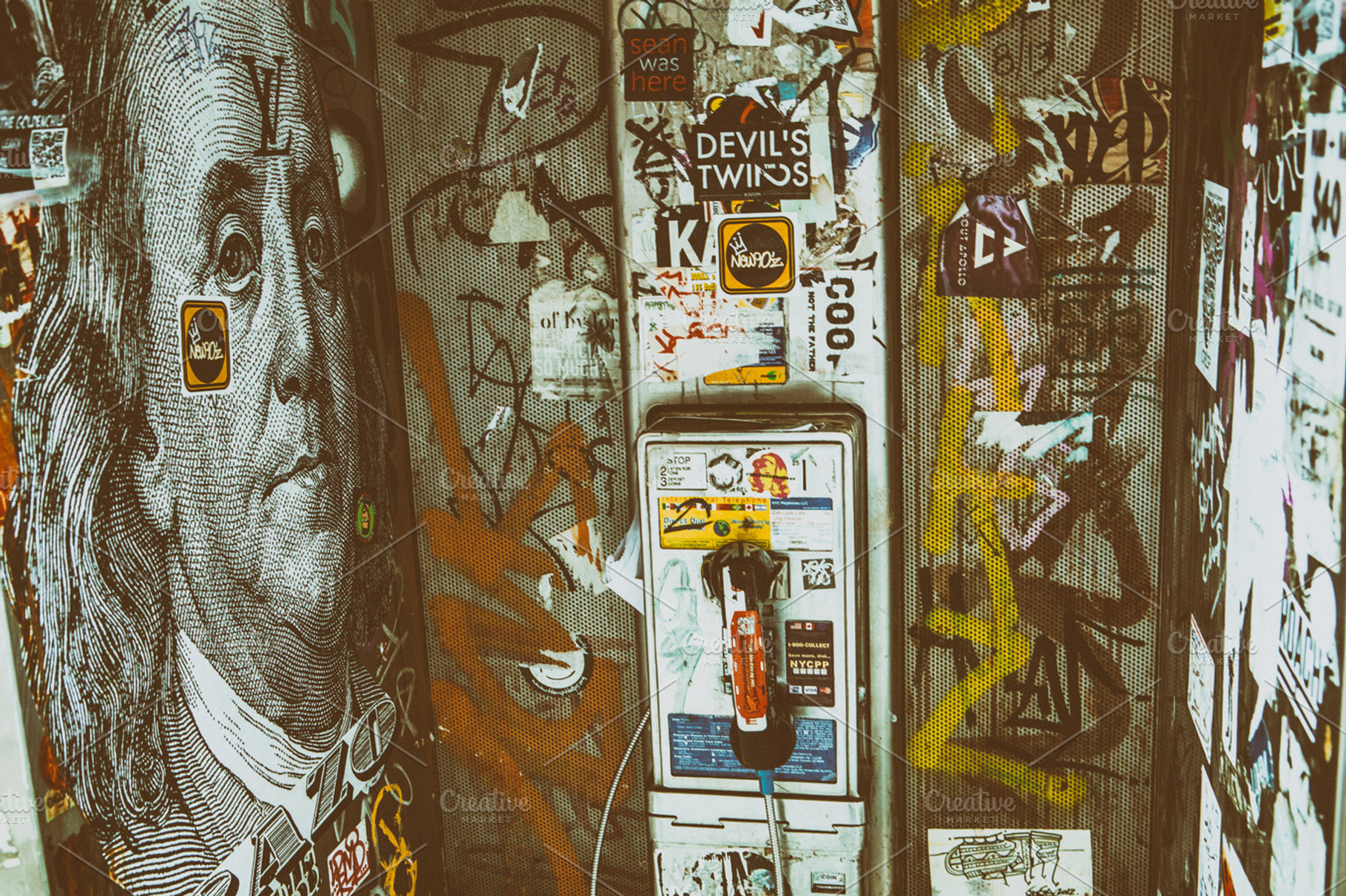 Phone Booth Graffiti, NYC, an Industrial Photo by Tom Eversley