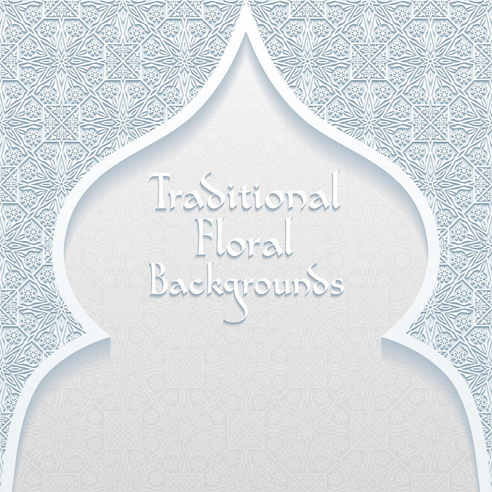 Traditional Floral Backgrounds Set, a Decorative Illustration by Absent A