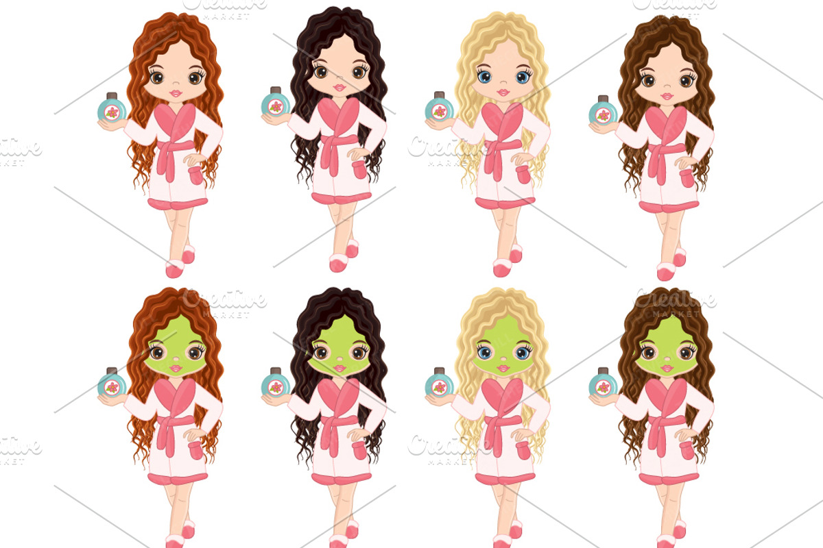 Vector Spa Girls Clipart, an Illustration by TheCreativeMill