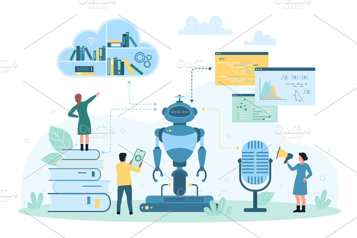 AI and machine learning technology, an Education Illustration by ...