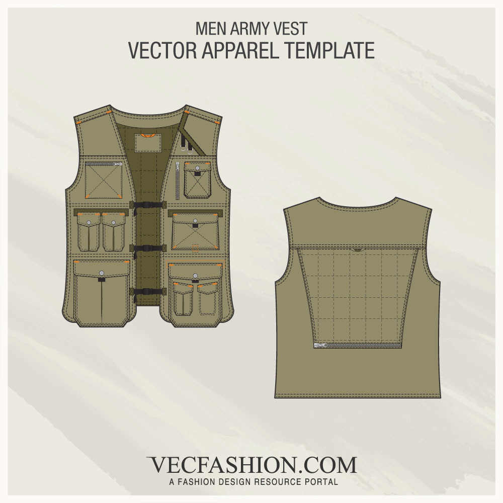 Men Army Vest Fashion Flat, an Illustration by VecFashion Ltd ...