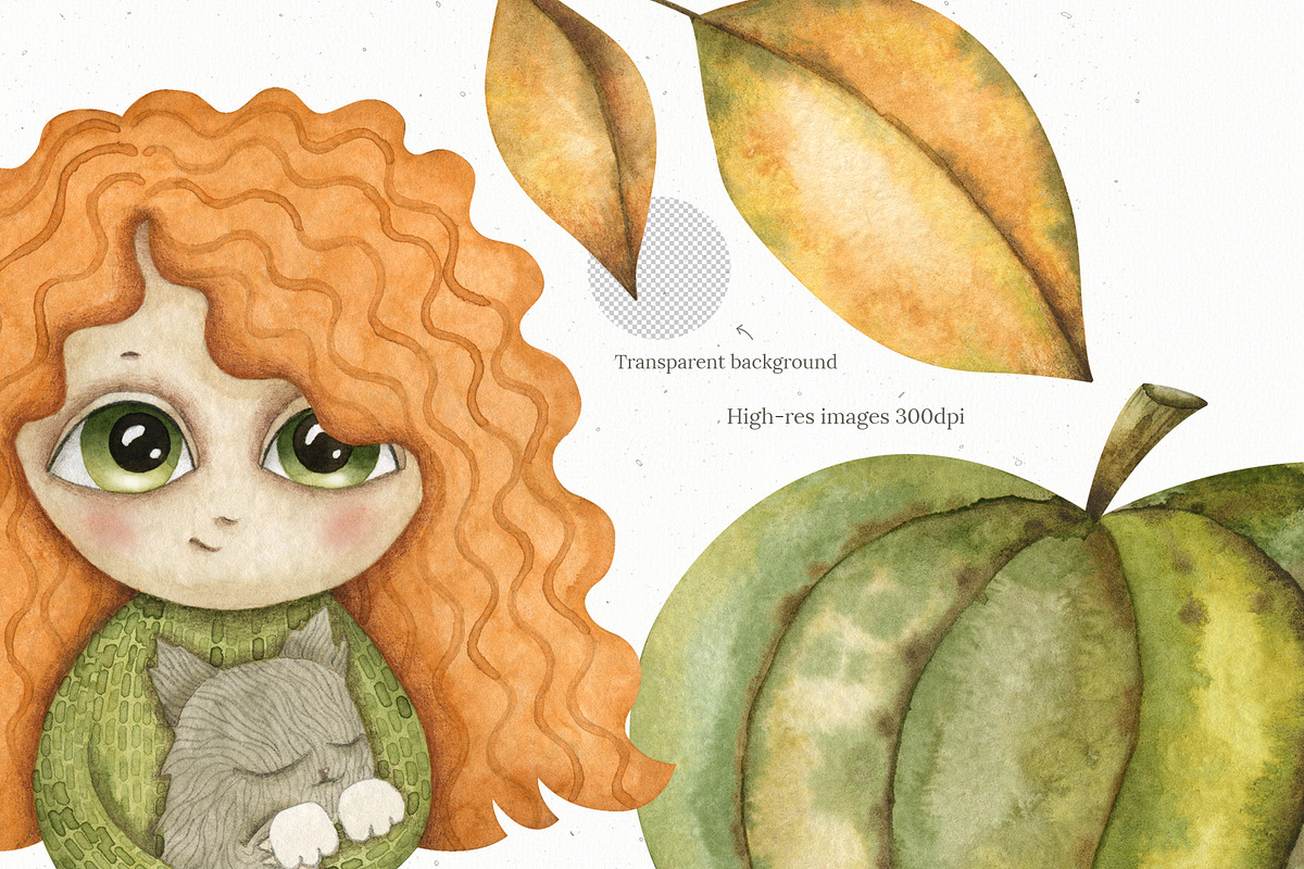 Watercolor Cute Thanksgiving Set