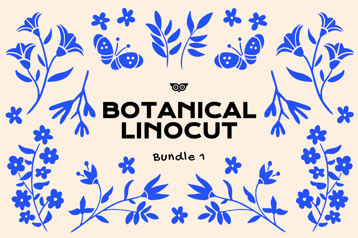 Botanical Linocut Bundle 1, an Illustration by ClayStudio
