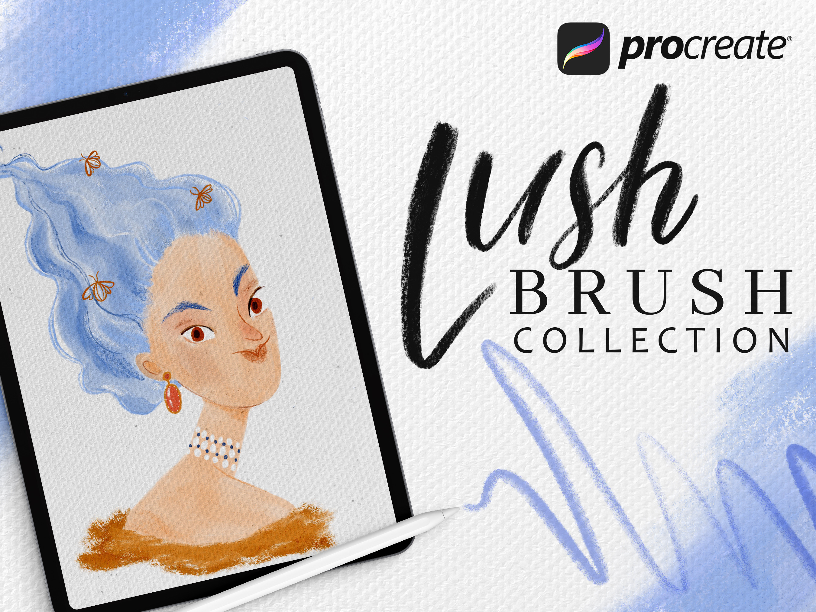 Procreate Digital Brushes + Canvas, a Brush Add-On by Shelly Laslo Illustration