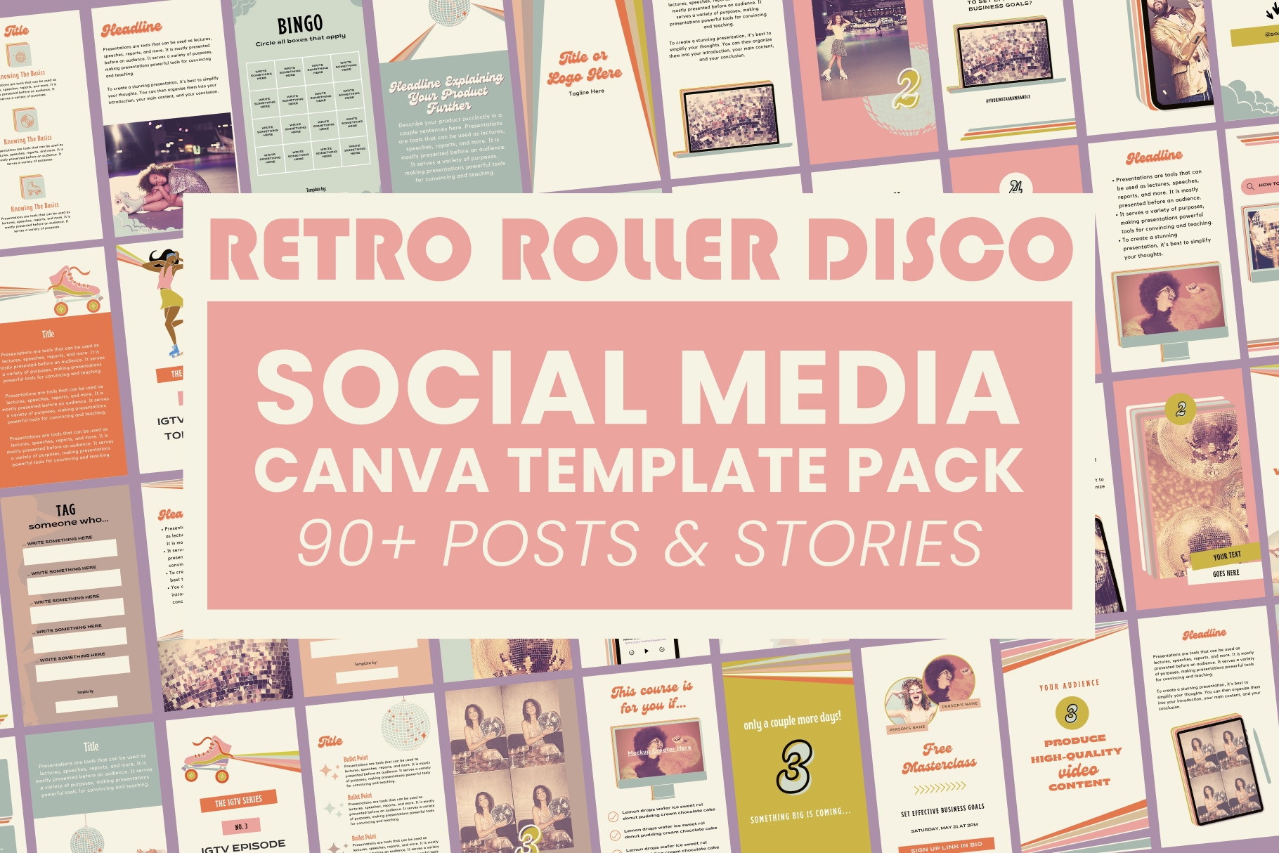 Retro Roller Disco Social Media Pack, a Social Media Template by The ...