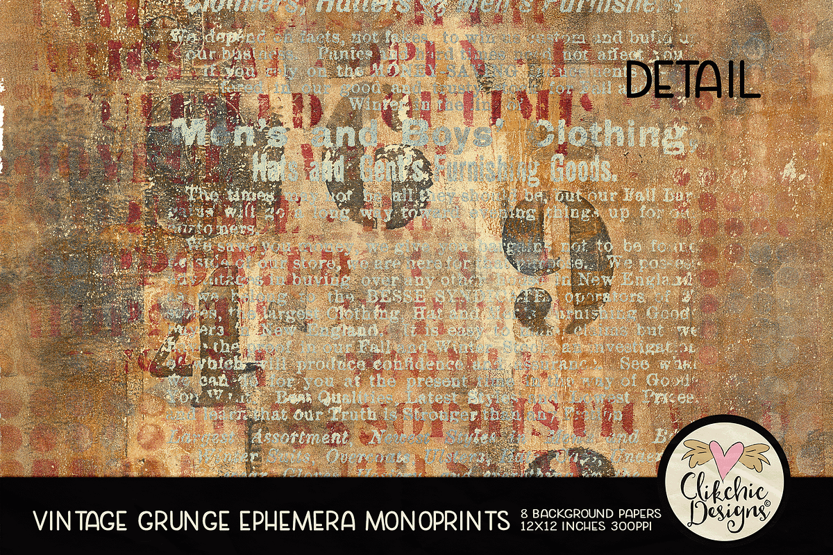 Vintage Grunge Ephemera Background, a Texture Graphic by Clikchic Designs