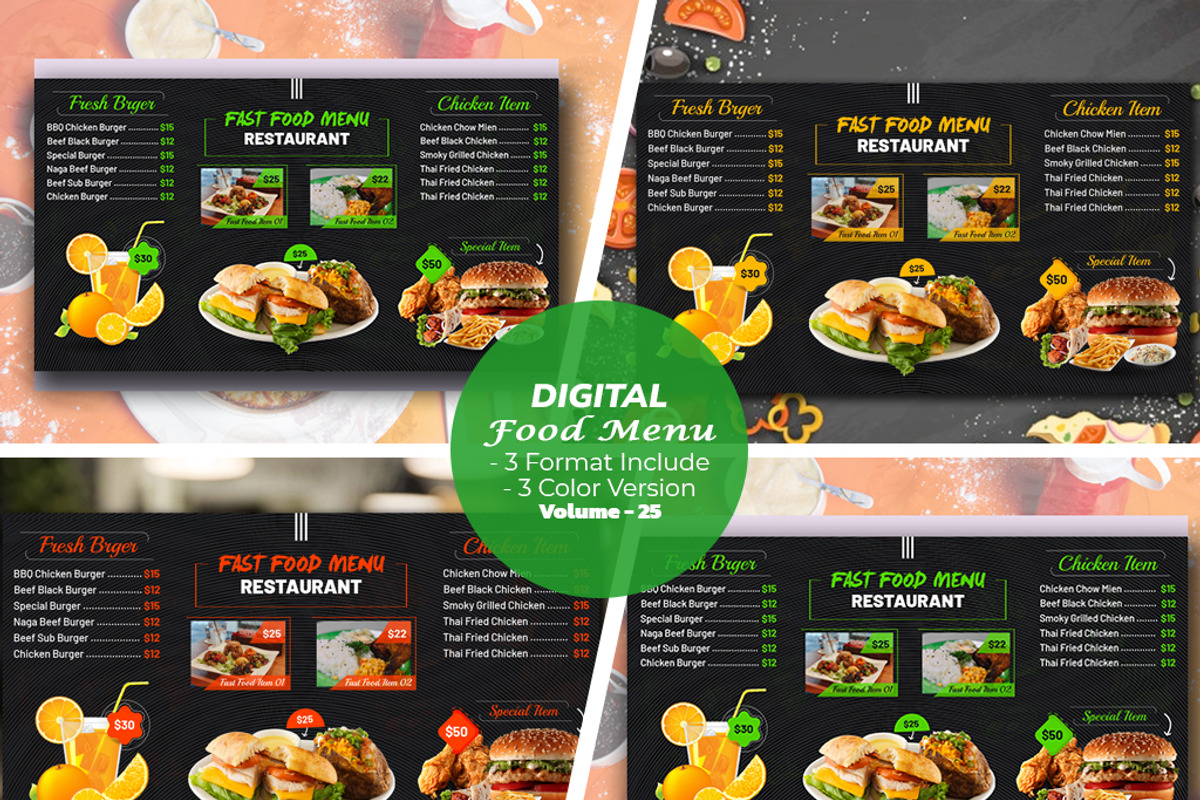 Digital Food Menu Design Template, a Stationery Template by MRI STUDIO