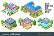 Isometric buildings set, an Education Illustration by Genestro Shop