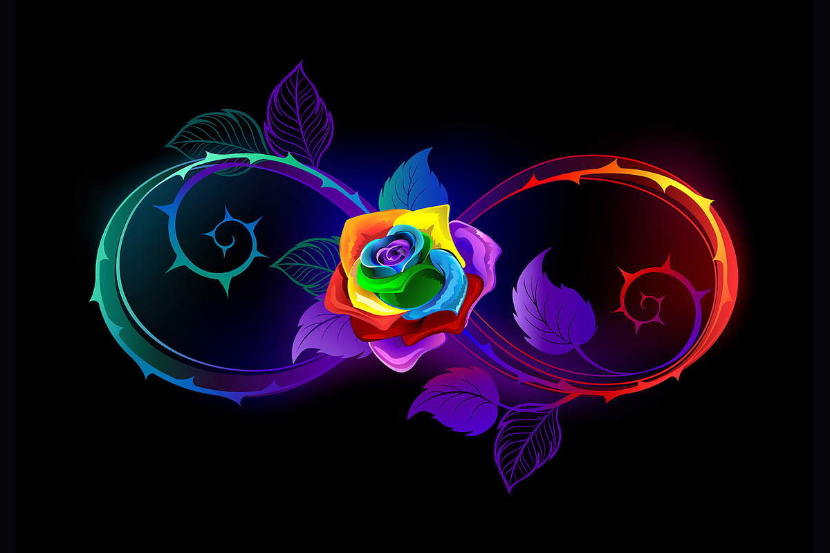 Bright Infinity with Rainbow Rose, a Decorative Illustration by blackmoon9