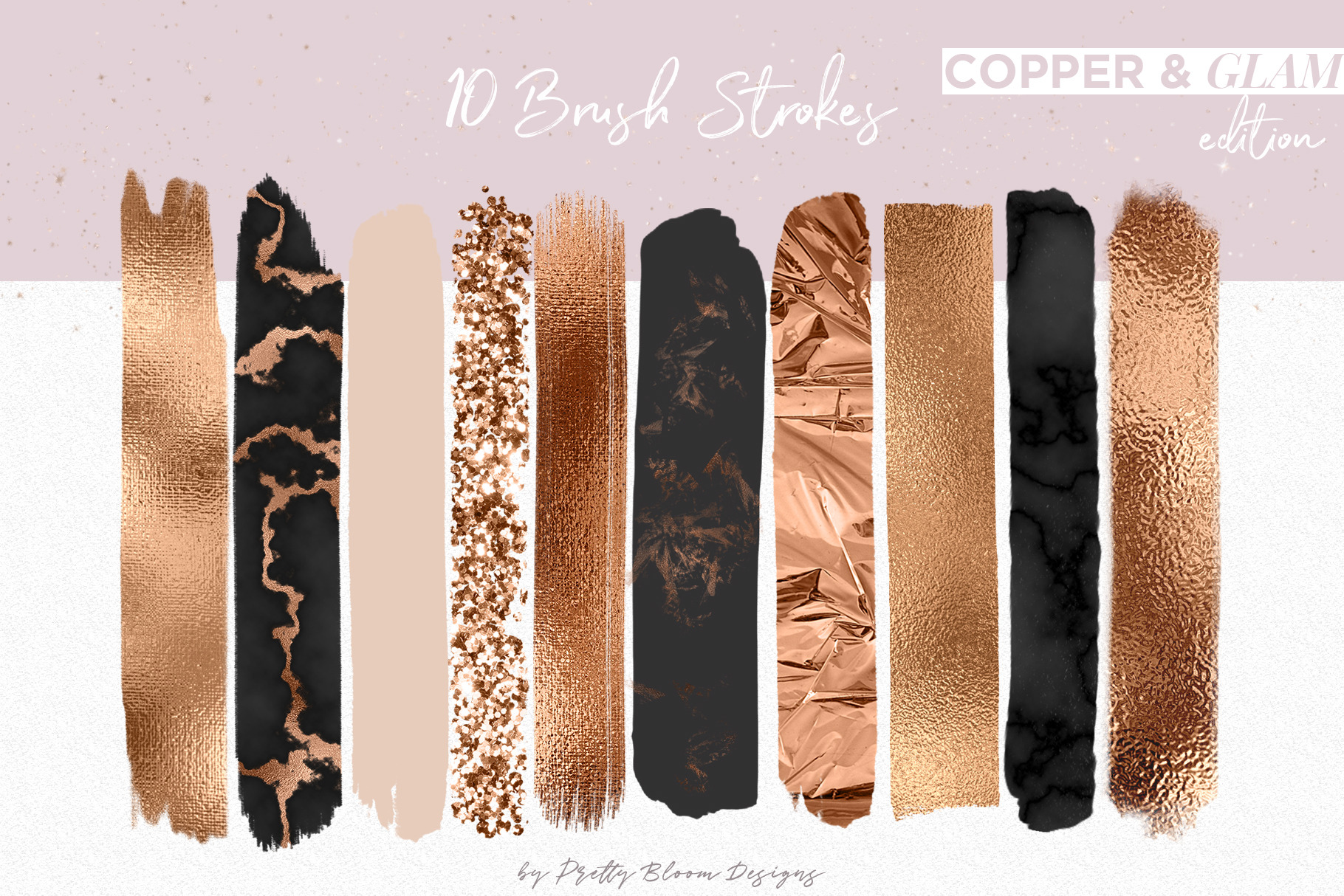 Copper & Glam Brush Strokes, an Object Graphic by Pretty Bloom Designs