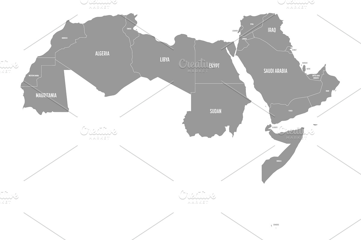 Arab World states political map with, an Illustration by pytyczech