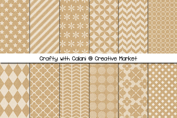 Digital Kraft Paper in 12 Patterns, a Pattern Graphic by Crafty with Calani