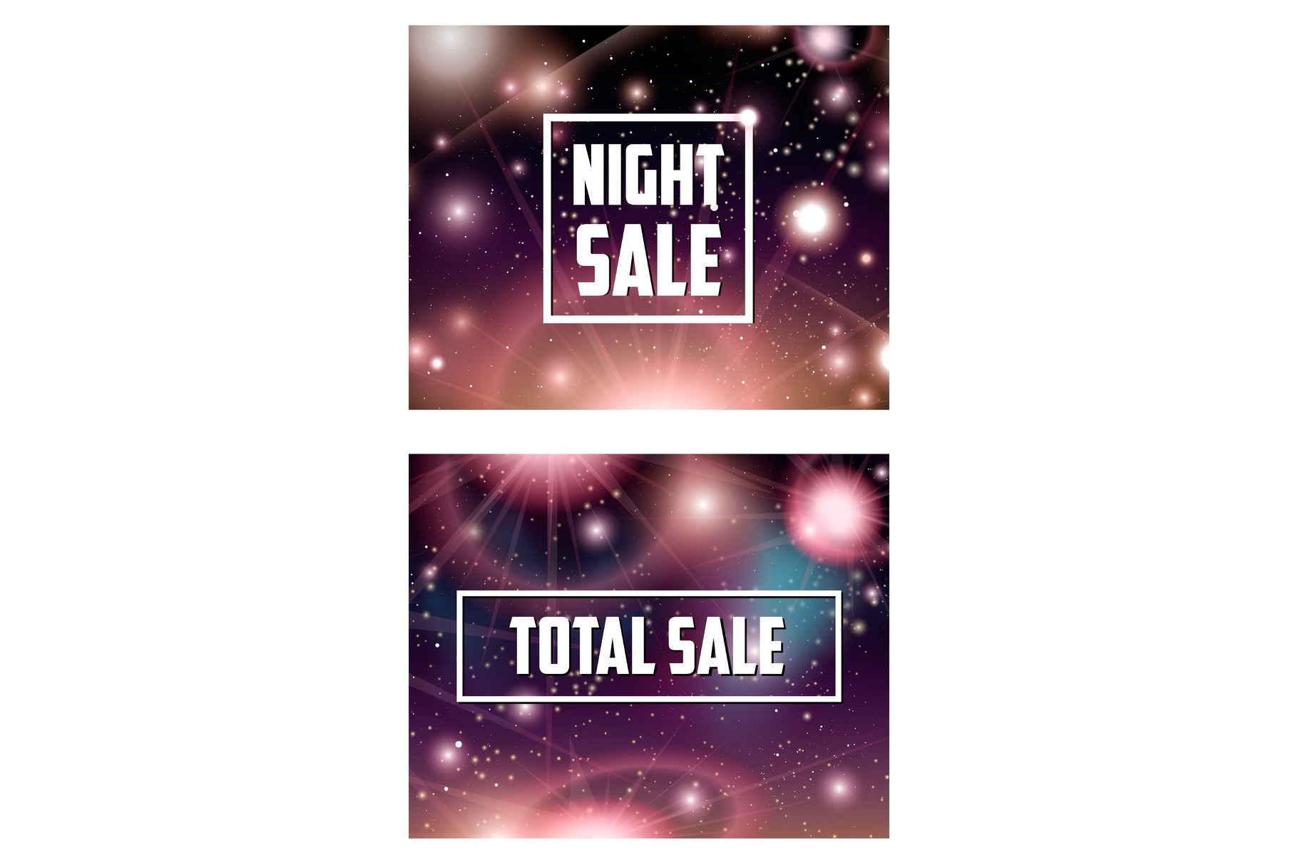 Offer banner on cosmic galaxy background set, a Work Illustration by ...