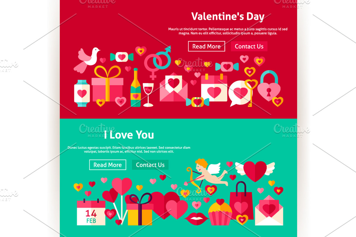 Valentine's Day Website Banners, a Templates & Theme by Anna_leni